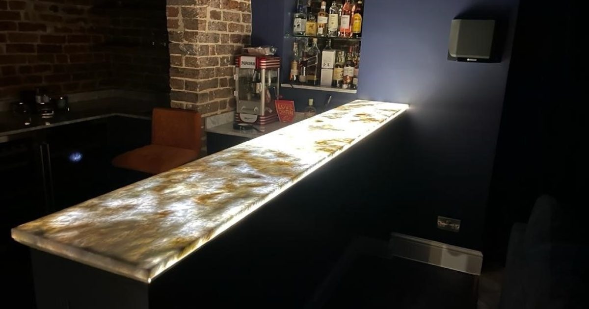Bespoke Back-lit Home Cinema Bar - Marble 2 Marvel